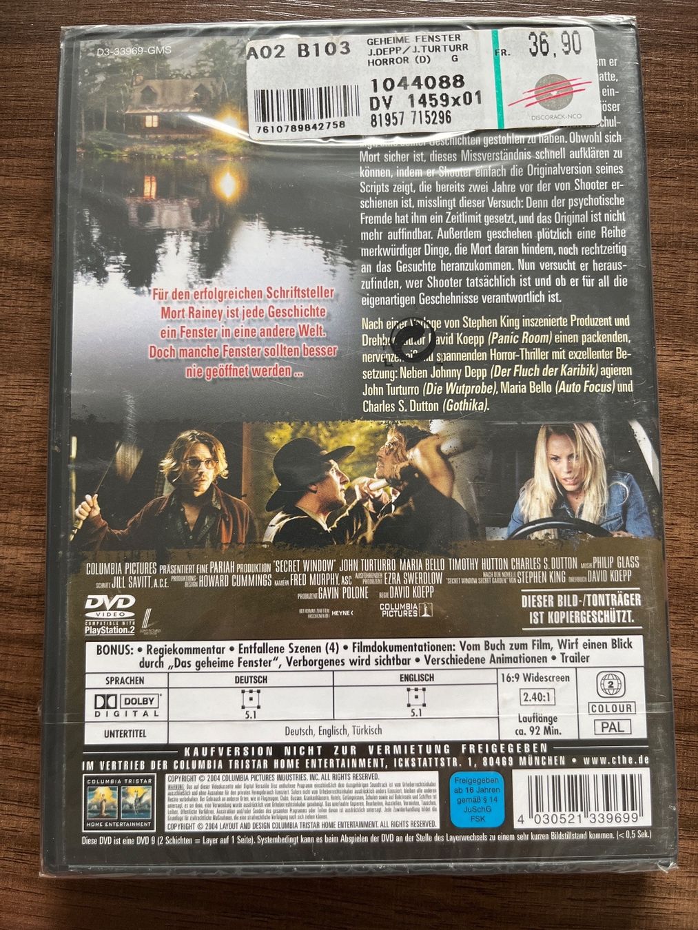 Das geheime Fenster (2004) DVD 📀 NEU, OVP - Jonny Depp (Neu und originalverpackt) in Sierre für ...