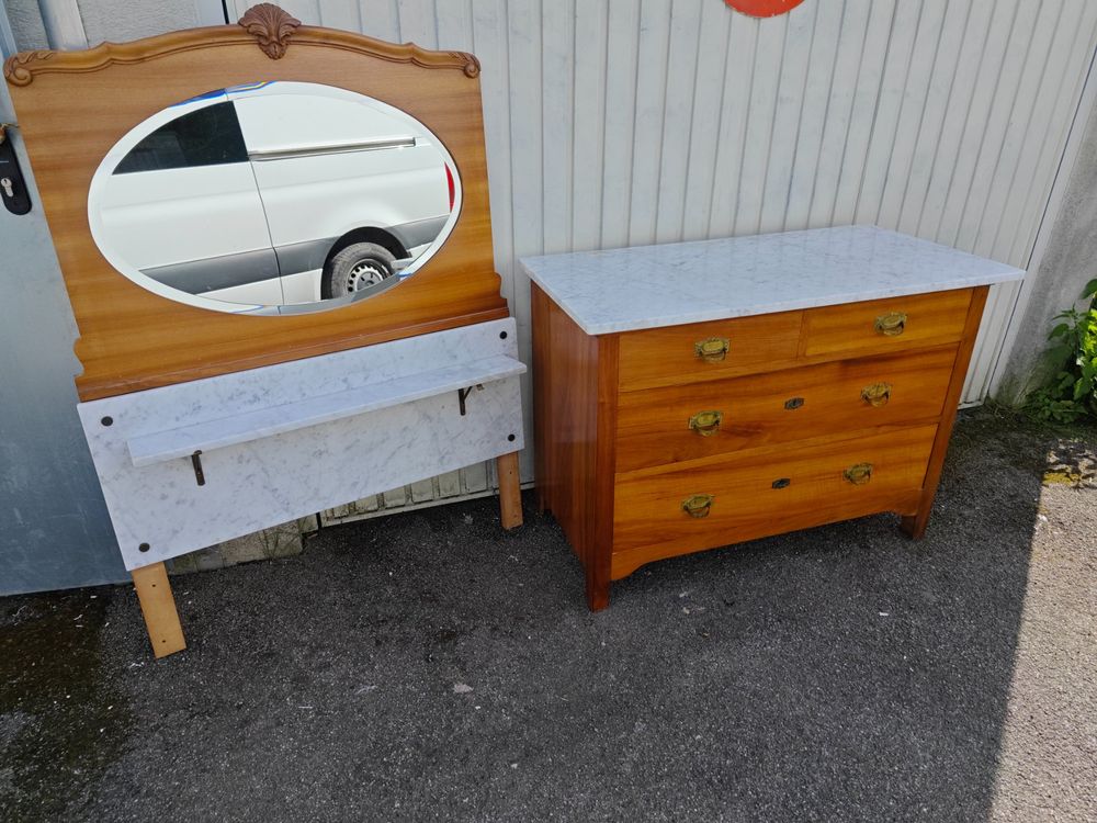 Alte Kommode Marmorplatte Massivholz & Spiegel Wand Tablar (Gebraucht ...