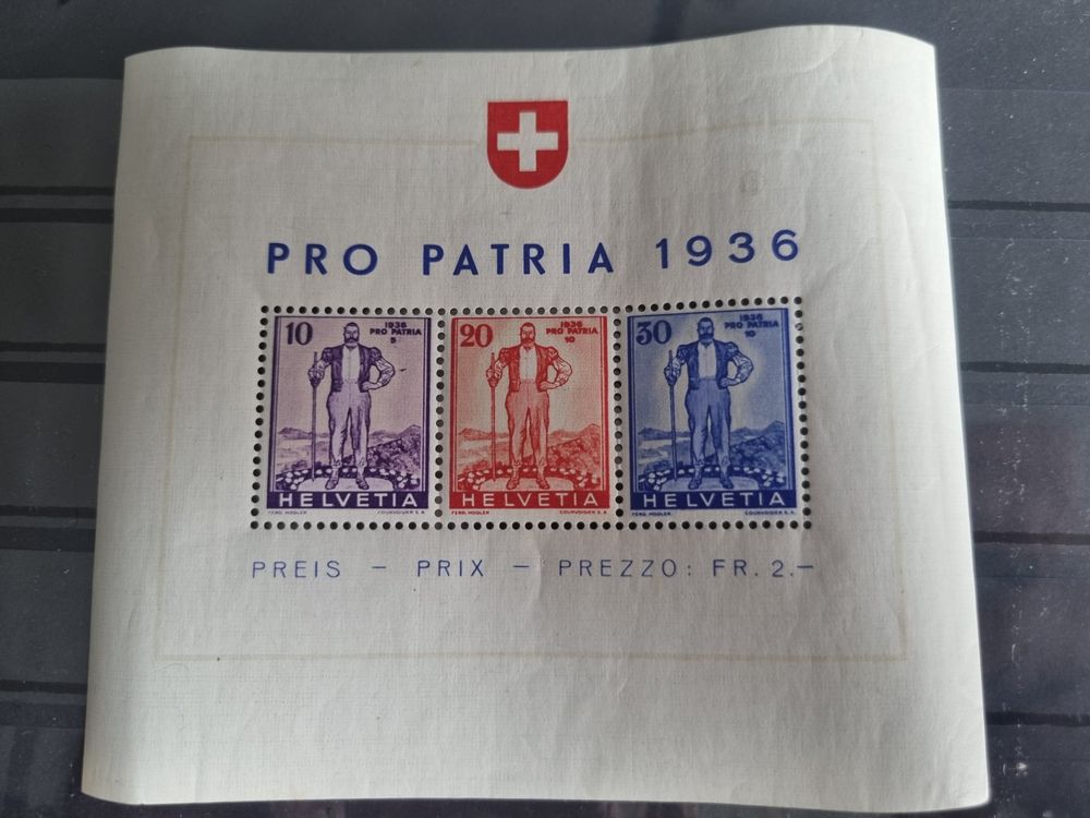 1936 Pro Patria Block mit Falzspuren Blockauschnitte ** (Gebraucht) in Arni AG für CHF 10 – mit ...
