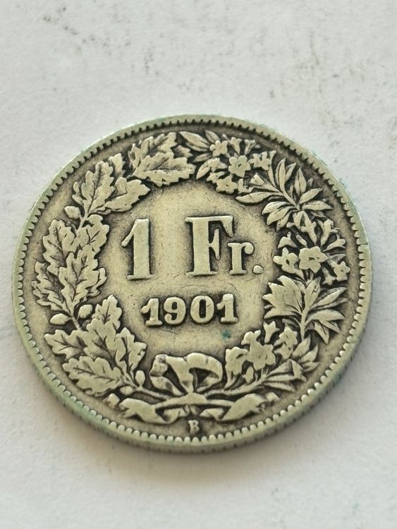 Silbermünze 1 Franken Helvetia 1901 Schweiz (Gebraucht) in Langnau am Albis für CHF 4.5 – mit ...