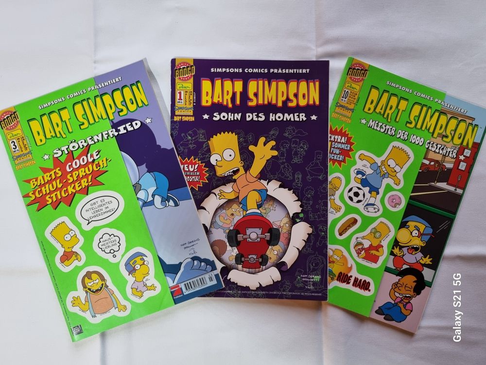 Bart Simpson Comics Nr. 1, 3 & 10 – mit Stickern! | Kaufen auf Ricardo
