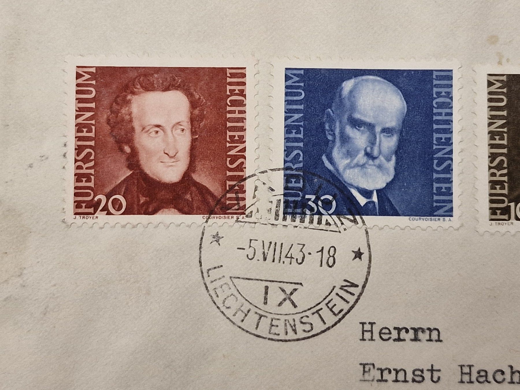 R-FDC FL 1943 Fürstenbilder - III - SBK 120.--- / Aktion (Gebraucht) in ...