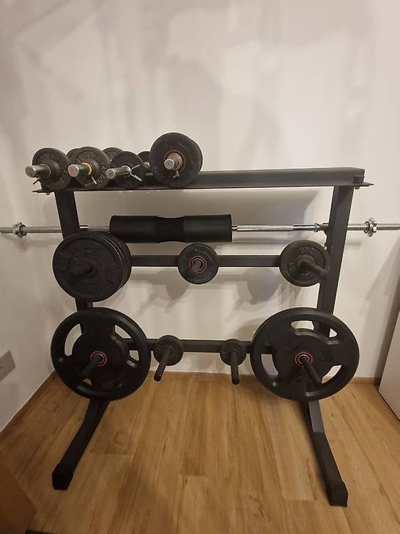 Home Gym: Rack + 78 kg Pesi + Bilanciere + Manubri (Gebraucht) in Pura ...