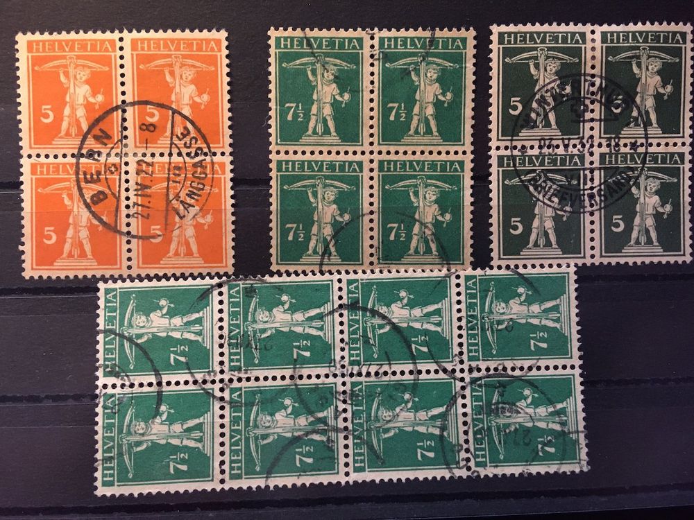 Tellknabe Viererblöcke gestempelt 1921-30 | Kaufen auf Ricardo