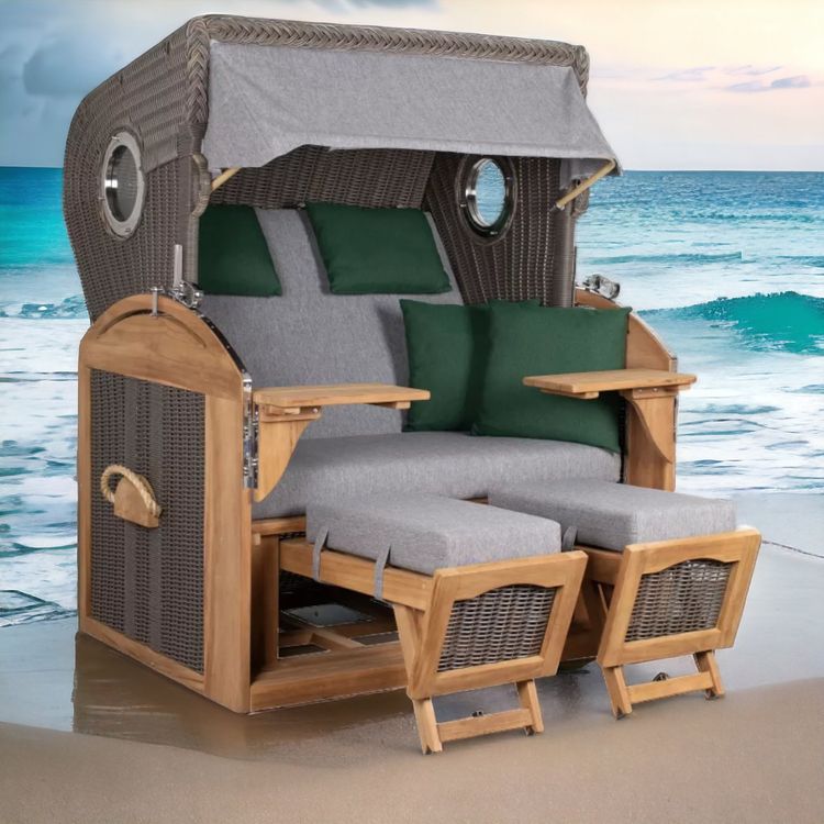 ⭐ 2.5er Teak Strandkorb Sylt - ca. 142cm Premium Ausführung (Neu und ...