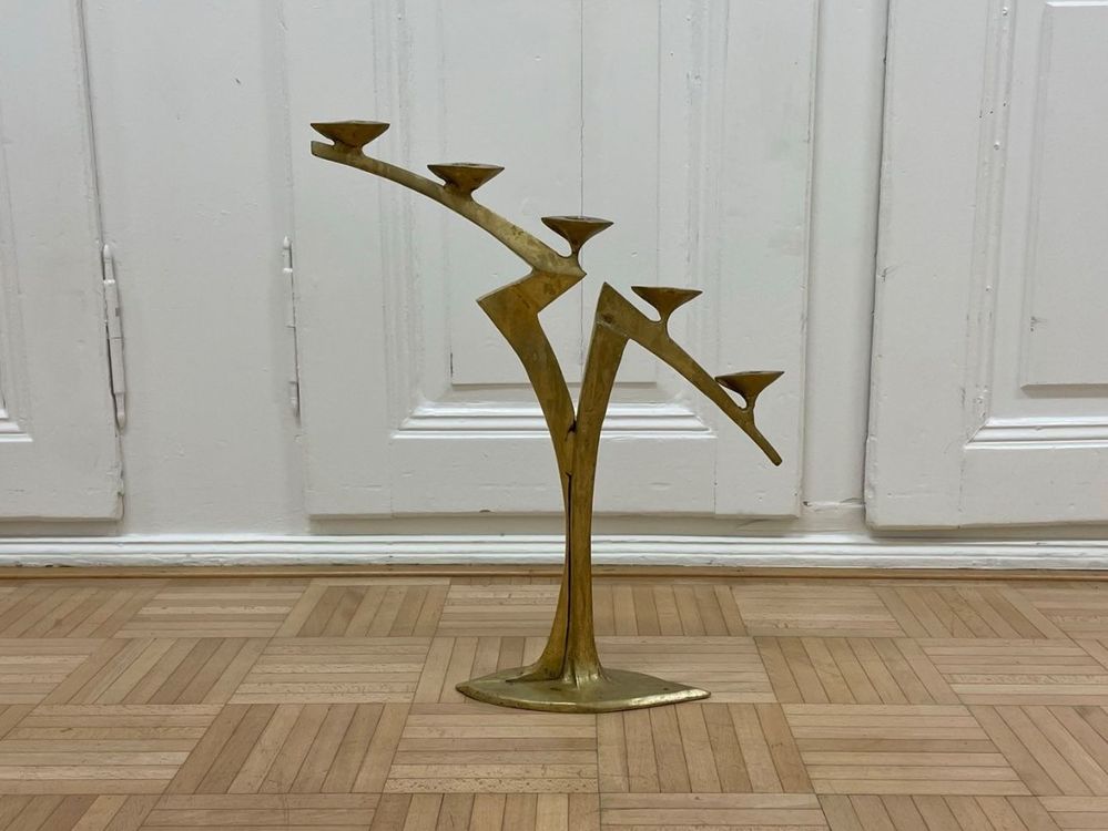 Imposanter Brutalismus Messing Kerzenständer vintage Design | Kaufen auf Ricardo