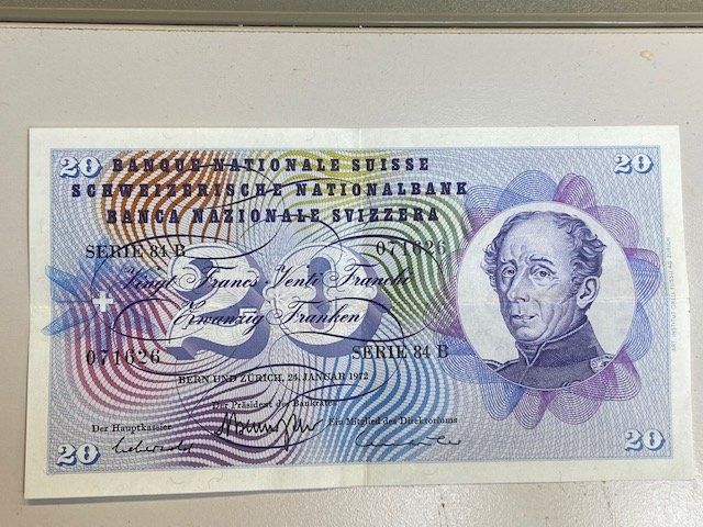 20 Fr.-Note Schweiz 1972 (Gebraucht) in Herisau für CHF 3 – mit ...