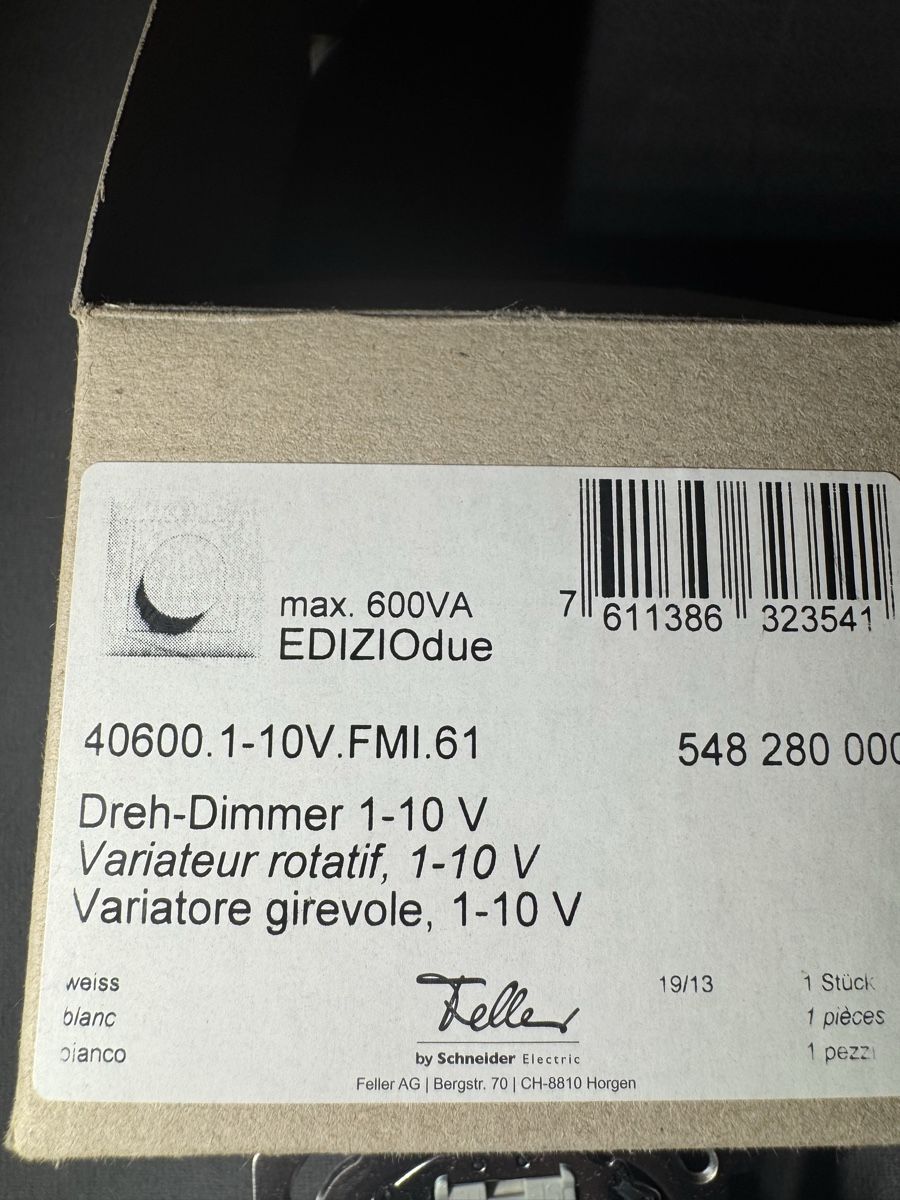 Feller Ediziodue Dreh-Dimmer Eiinsatz 1-10V ,Neu (Neu (gemäss ...
