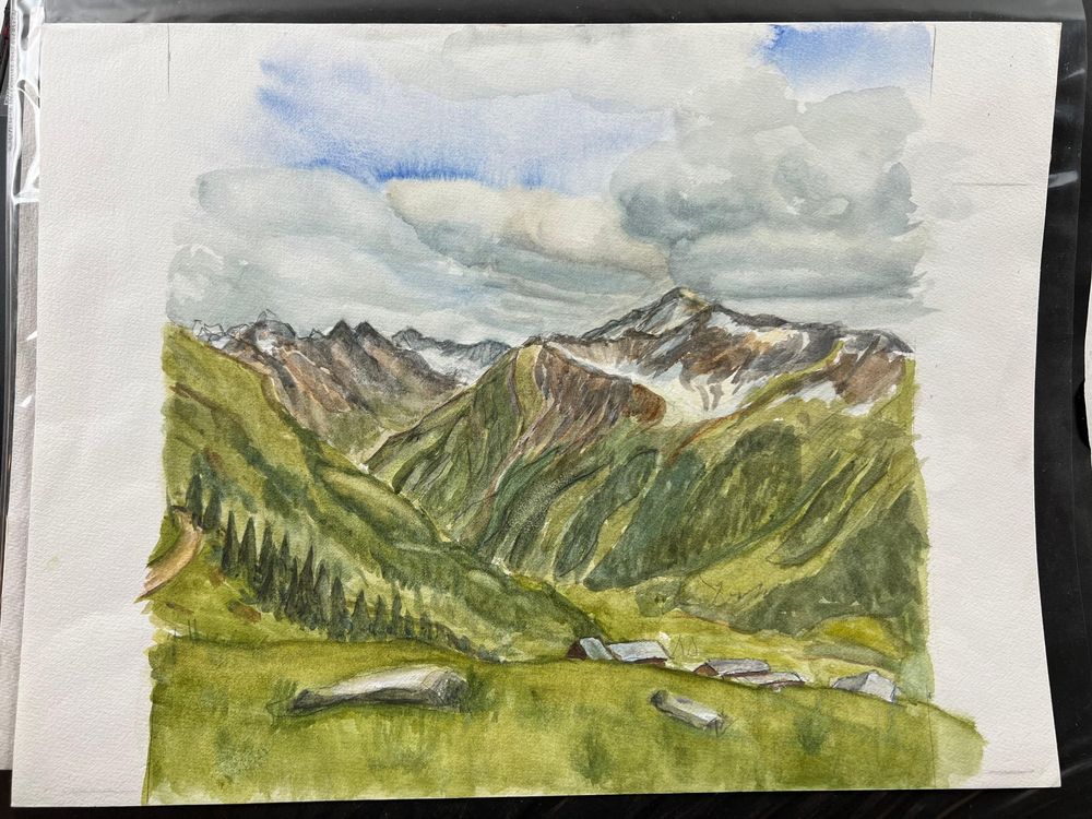 Berglandschaft Aquarell | Kaufen auf Ricardo
