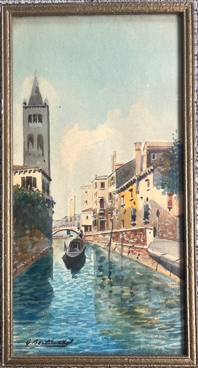 Venezianisches Boot Ansicht Aquarell, Unleserlich Signiert | Kaufen auf Ricardo
