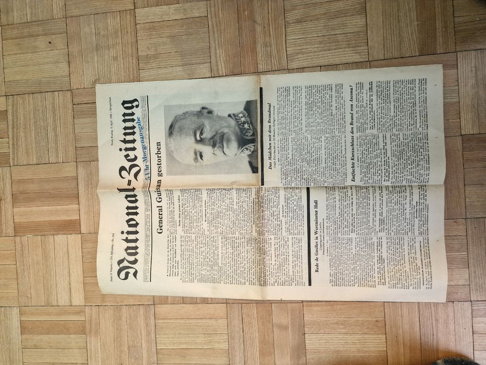 National-Zeitung 8 Abril 1960 General Guisan Ggestorben (Gebraucht) in ...