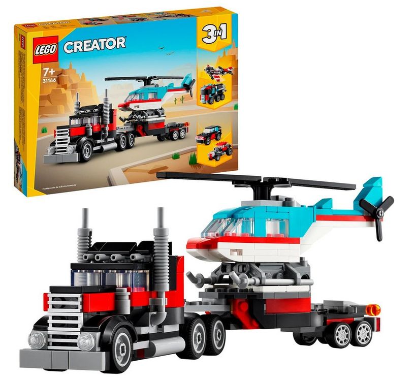 LEGO Creator 31146 3-in-1 Tieflader mit Hubschrauber (Neu und ...