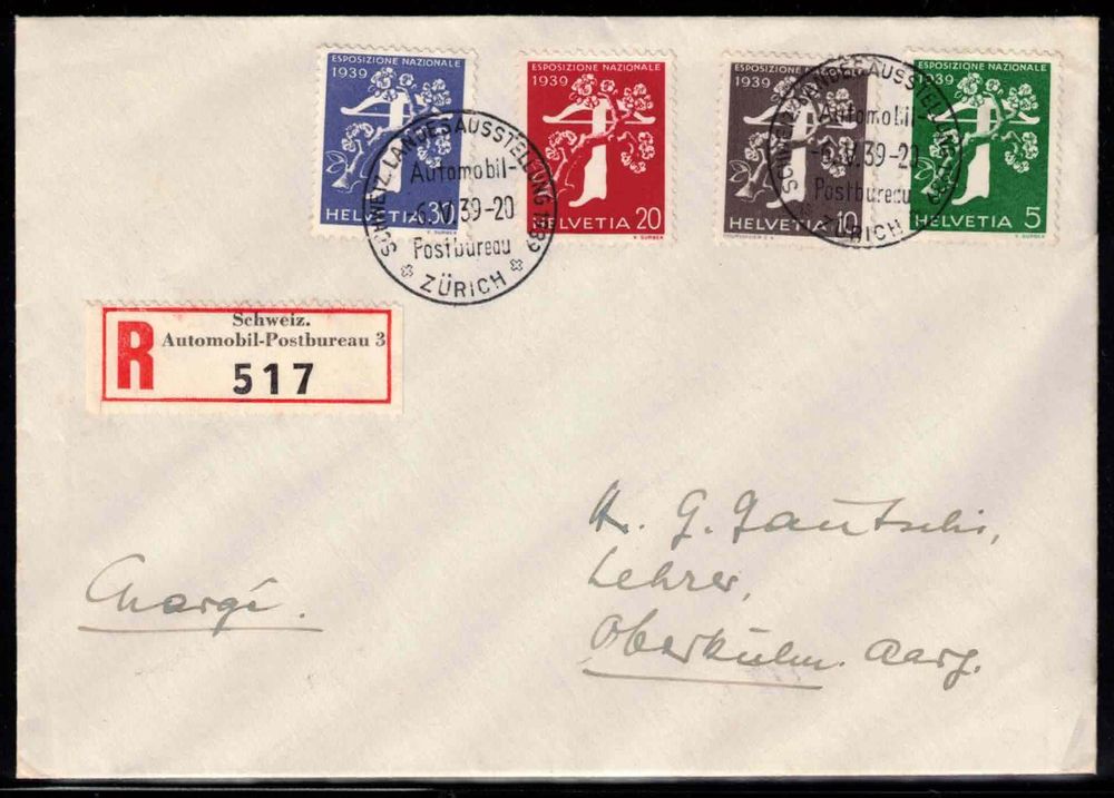 1939 Landi, FDC italienisch "Automobil Postbureau 6.V.39" (Neu (gemäss Beschreibung)) in Nuglar ...