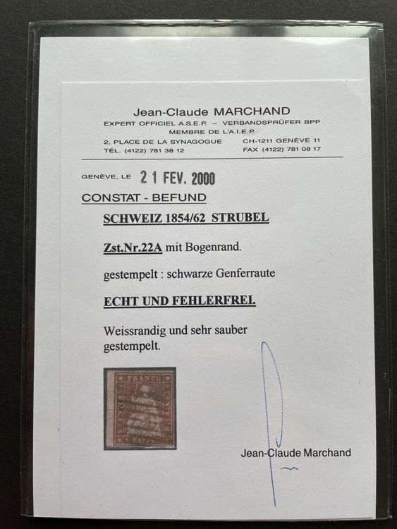 Strubel 22A mit Befund Marchand | Kaufen auf Ricardo