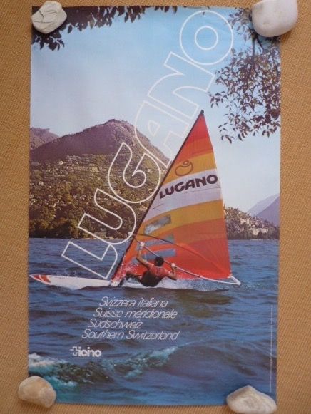 Plakat LUGANO Werbung Vintage Surfer Ticino | Kaufen auf Ricardo