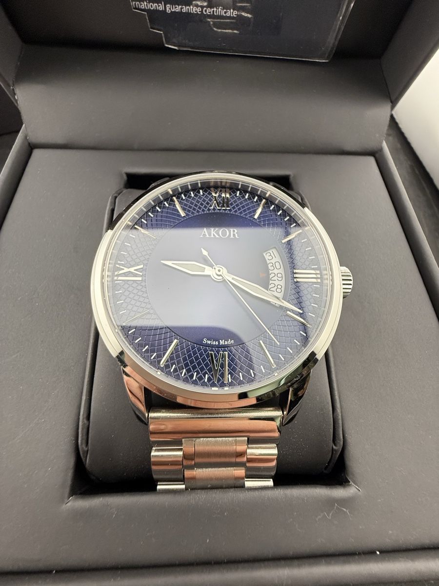 Montre AKOR Automatic Blue Crystal Swiss Made New Full Set (Neu und ...