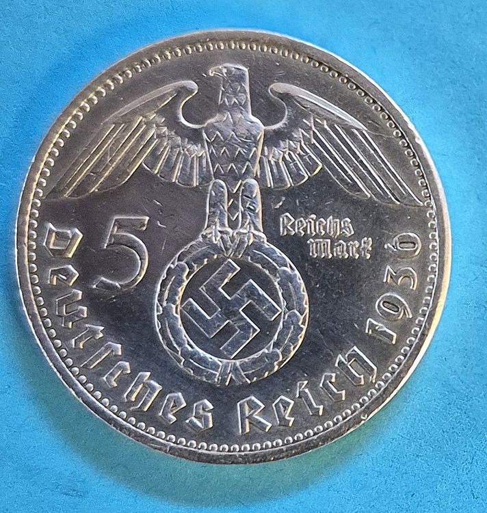 5 ReichsMark 1936 A Silber "Nazi-Deutschland" TopErhaltung (Gebraucht ...