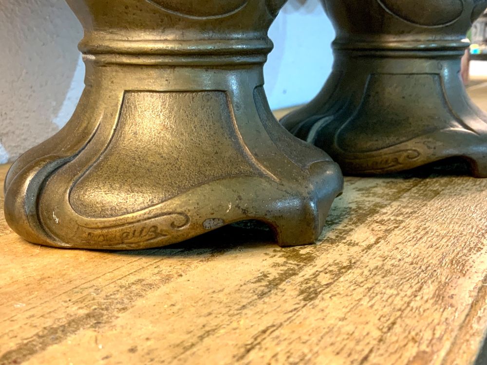 JUGENDSTIL 2 KAMINVASE ZINKGUSS BRONZIERT SIGNIERT FRANCE (Gebraucht) in Biglen für CHF 11 – mit ...