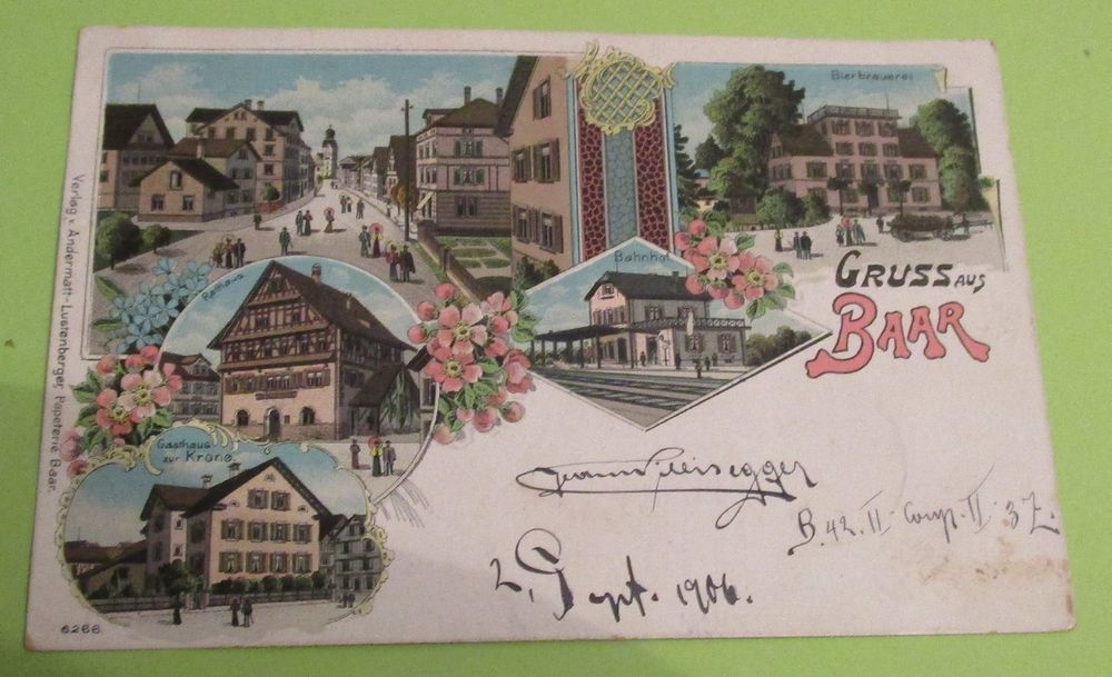 Gruss aus Baar Lithokarte (Gebraucht) in Wädenswil für CHF 30 – mit Lieferung auf Ricardo kaufen