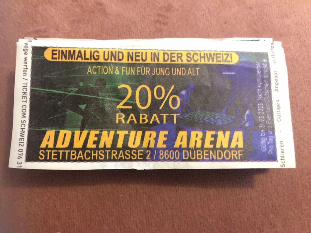 Adventure Arena Gutschein 20% | Kaufen auf Ricardo