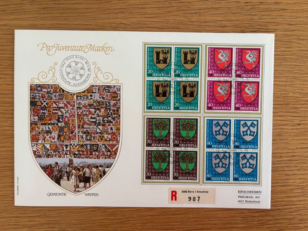 Luxusbrief Pro Juventute 4er Block Satz 28.11.1978 (Gebraucht) in Murgenthal für CHF 1 – mit ...