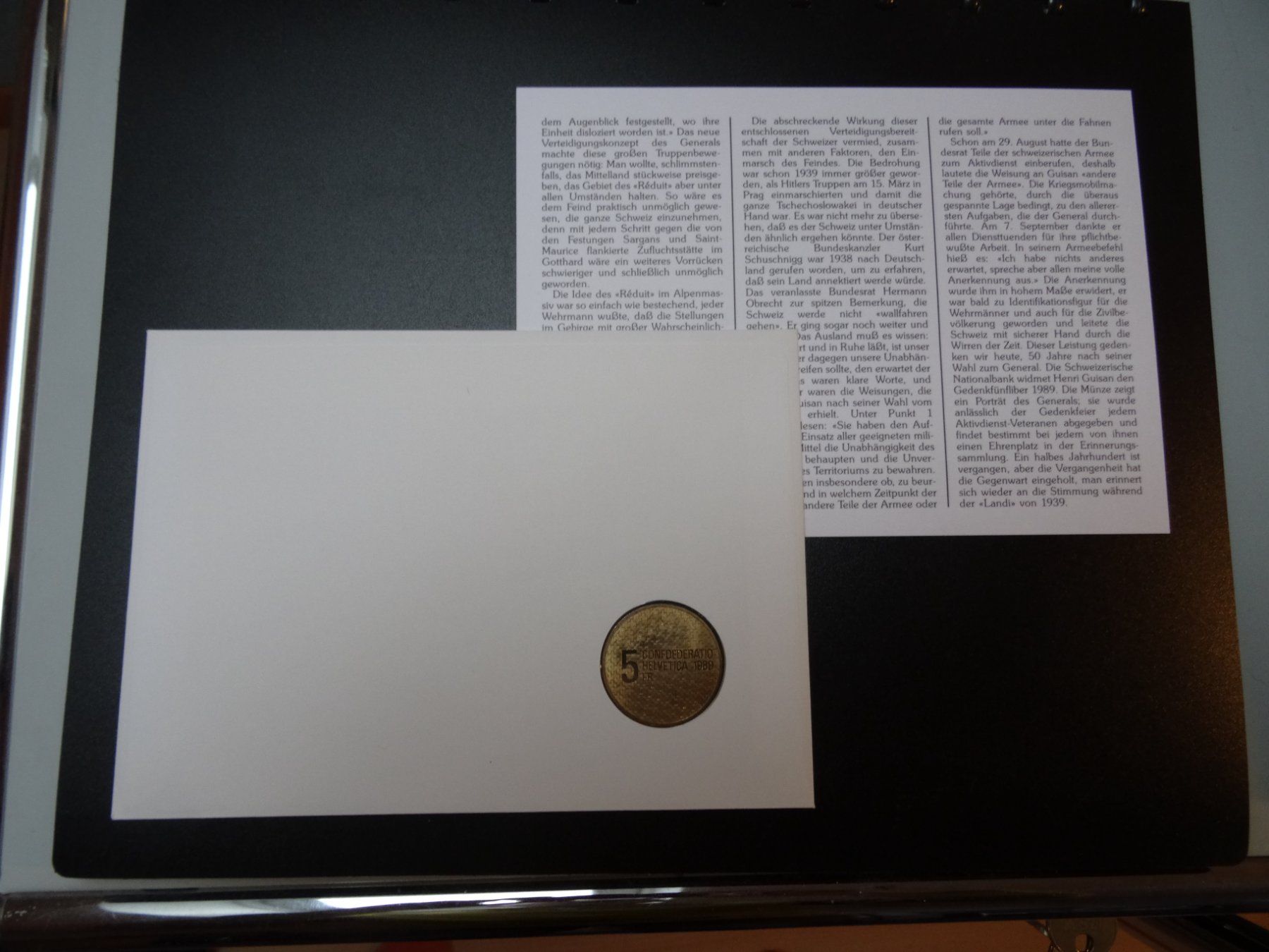Münzbrief Henri Guisan m.Gedenk Fr. 5.-- 1989 inkl.Beschrieb (Gebraucht ...