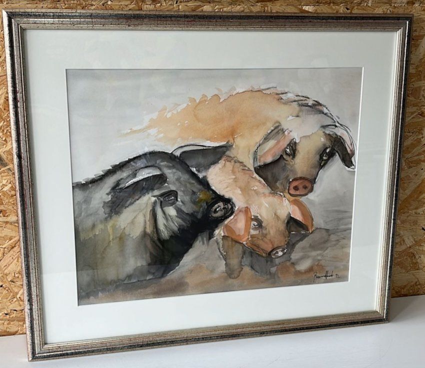 Aquarell Die Schweine signiert Robert Burkhard (ID L79) (Gebraucht) in Gelterfingen für CHF 95 ...