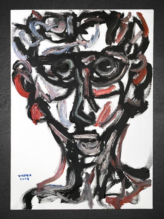 Philippe Visson - Portrait acrylique sur toile signé | Kaufen auf Ricardo