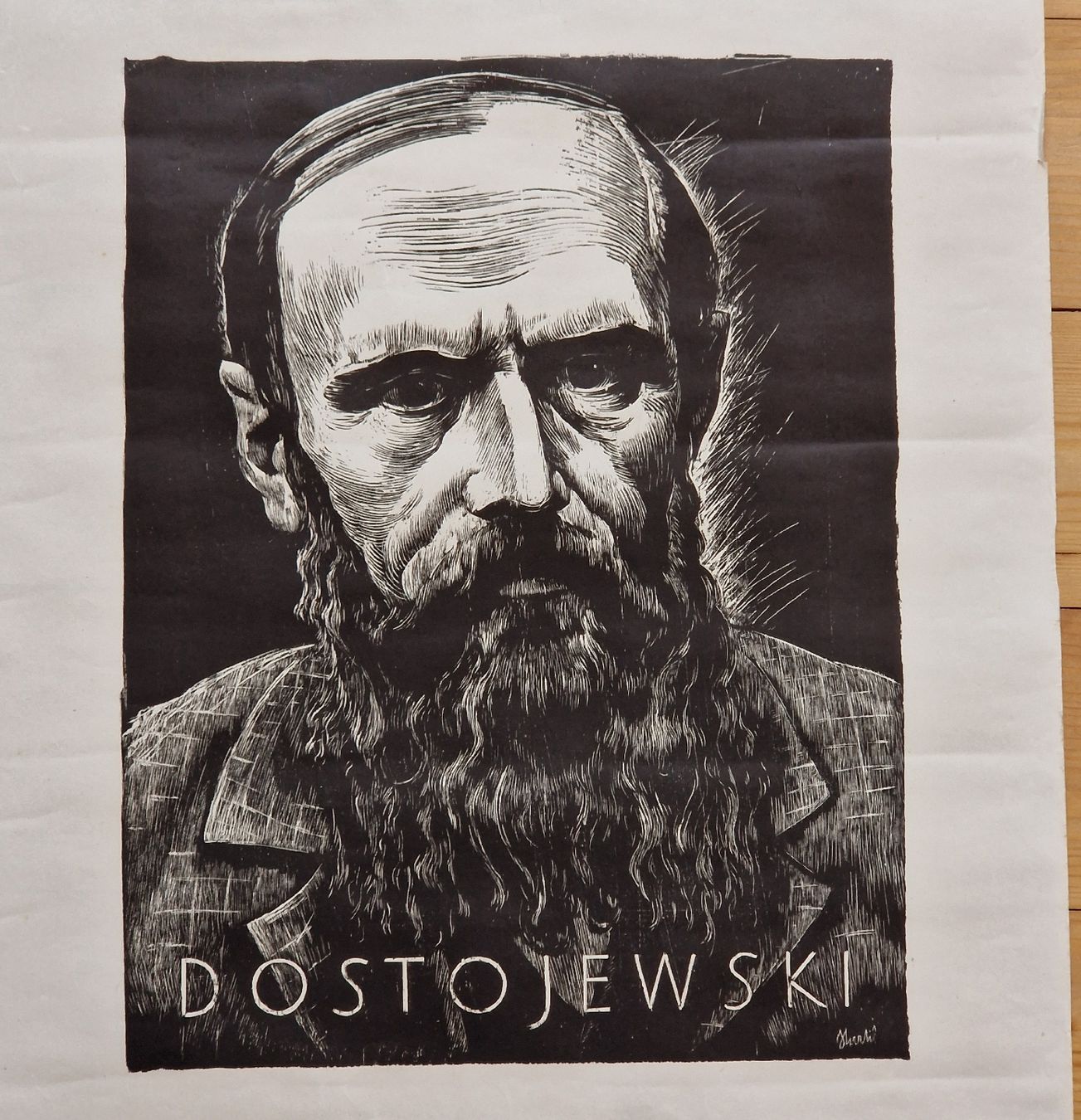 Bild v Feodor Dostojewskij 60x42cm orig. Holzschnitt um 1930 (Gebraucht ...