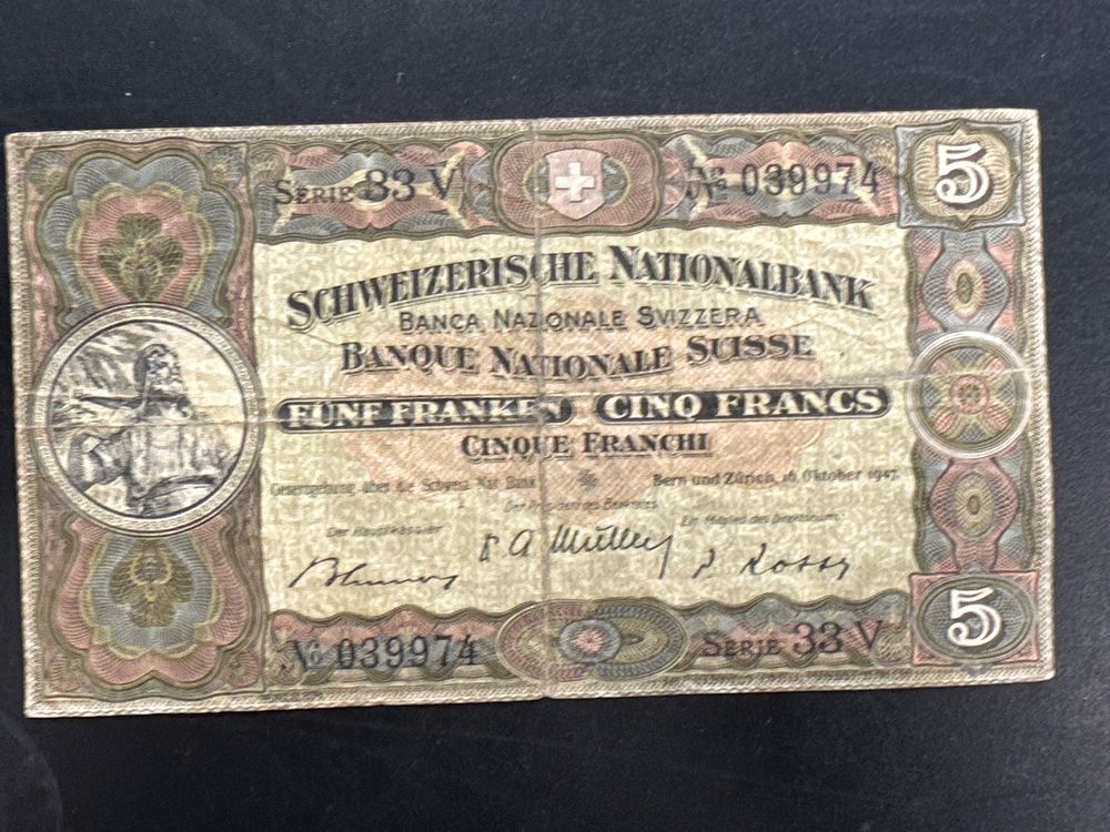 5 Fr.-Note Schweiz 1947 (Gebraucht) in für CHF 6 – mit Lieferung auf ...