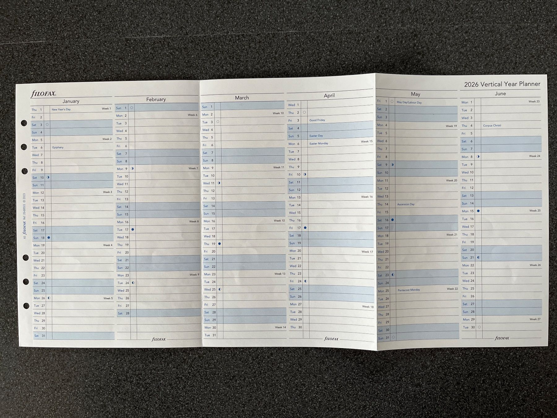 Filofax A5 2026 Year Planner Kalender Vertical Ausklappbar (Neu und ...