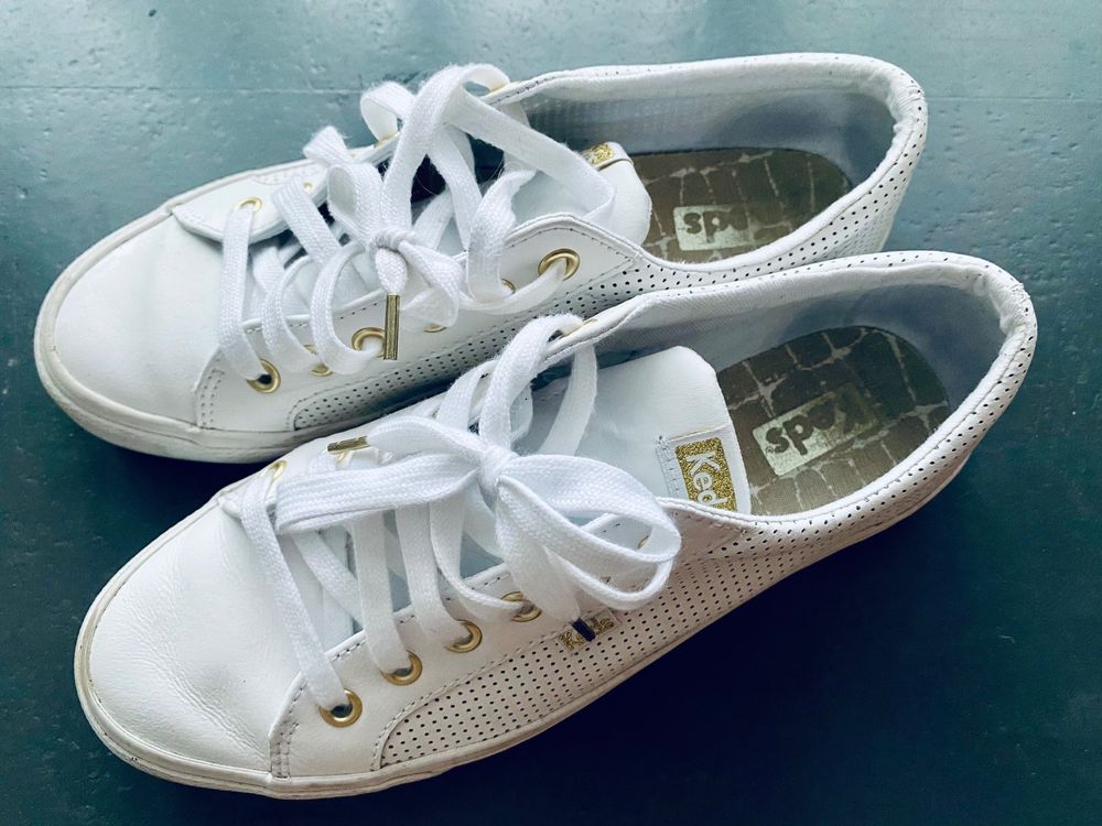 Weiss & Gold Sneakers von Keds, Gr.39 in Leder | Kaufen auf Ricardo