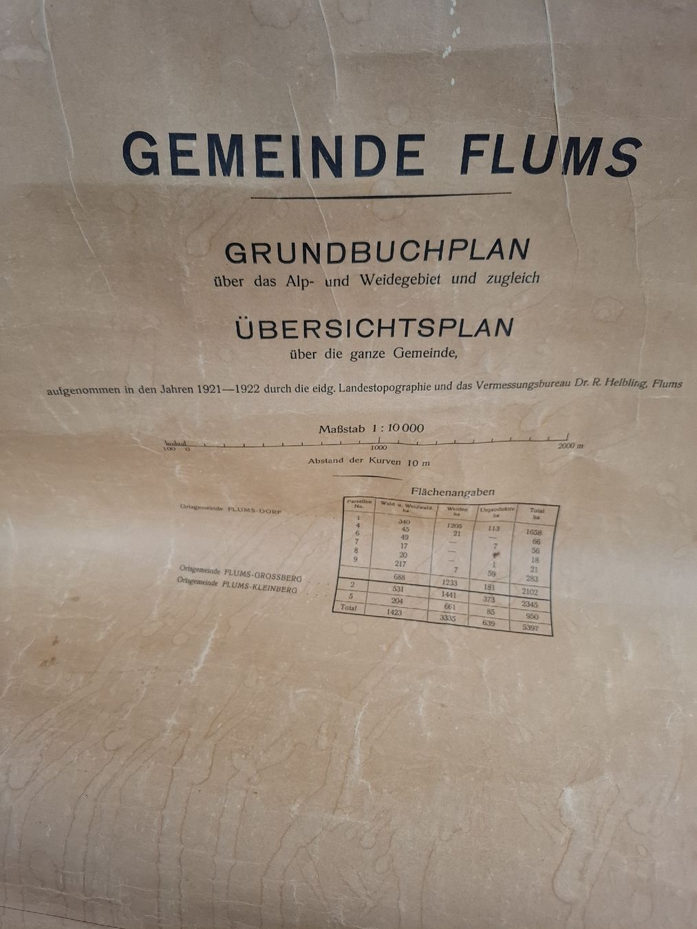 Alte Landkarte Gemeinde Flums SG, 1921-22, Top Zustand! (Gebraucht) in ...
