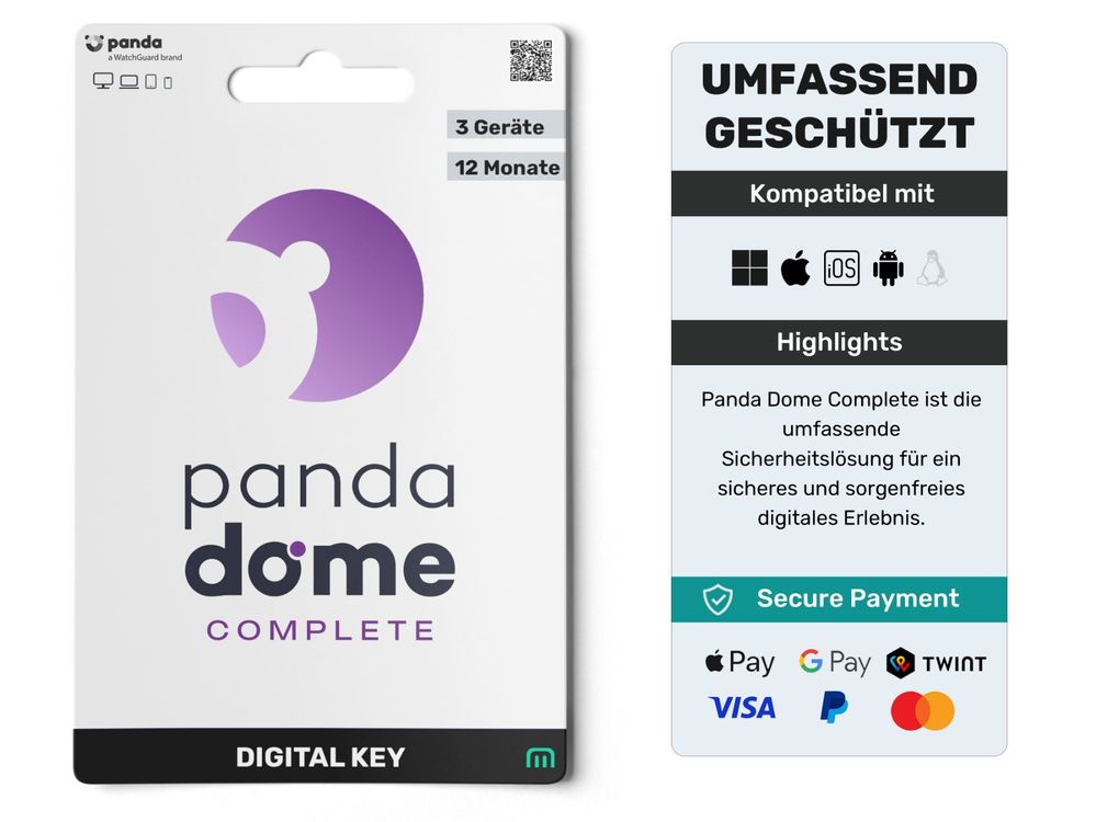 Panda Dome Complete - 3 Geräte - 1 Jahr - NEU! (Neu und ...