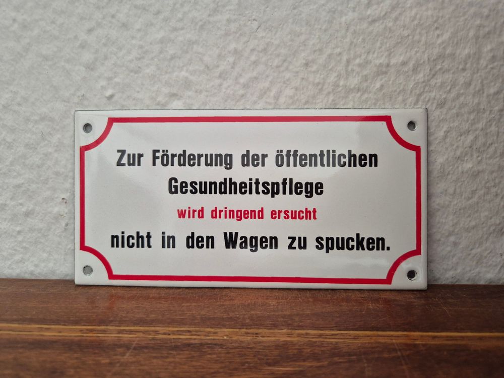 Emailschild Verboten spucken Bahn Zug Tram Emaille Schild | Kaufen auf Ricardo