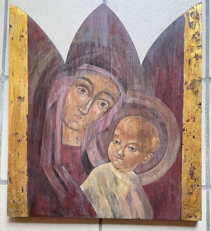 Holzikone, Madonna mit Jesuskind, modern (Neu (gemäss Beschreibung)) in ...
