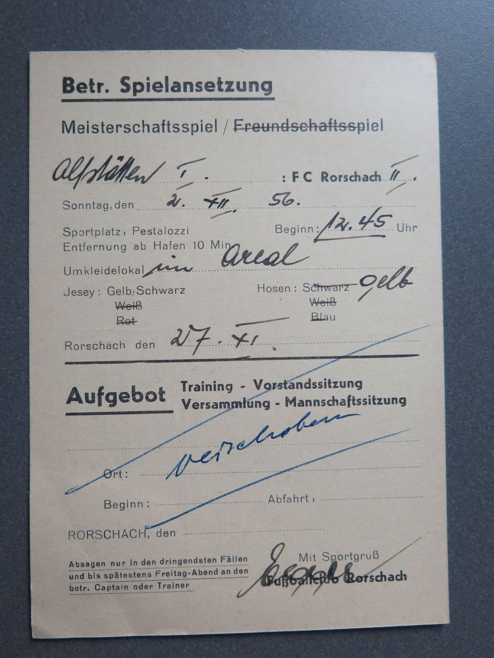 FUSSBALL - RORSCHACH- FCR - FUSSBALL-CLUB RORSCHACH - AVIS (Gebraucht ...