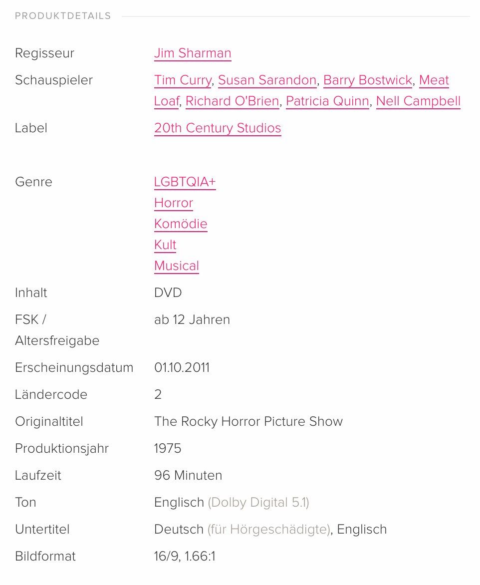 The Rocky Horror Picture Show (1975) TOP-Zustand! (Gebraucht) in ...