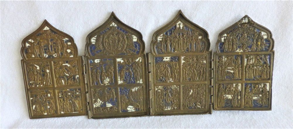 RUSSISCHE REISE IKONE ALTAR TETRAPTYCHON | Kaufen auf Ricardo
