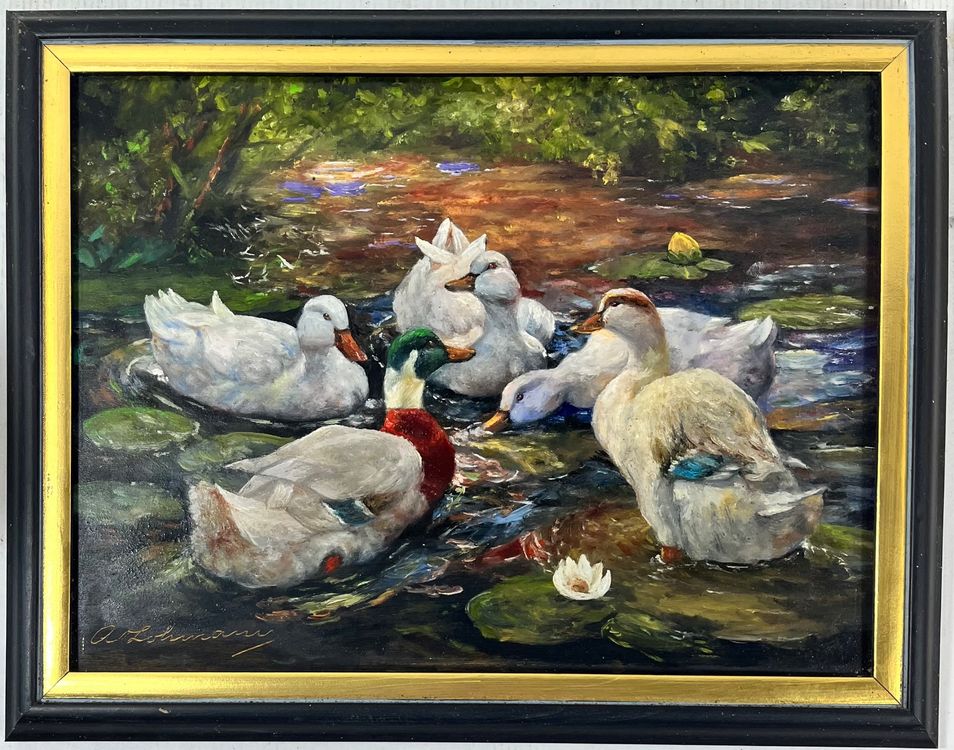 Adolf Lohmann (1928)Gemälde Schwimmende Enten (Gebraucht) in Root für ...