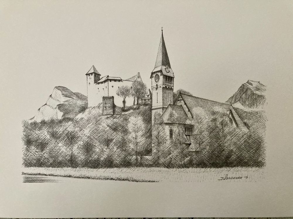 Druck Jacques Sonderer Burg Gutenberg Balzers Liechtenstein (Neu (gemäss Beschreibung)) in Vaduz ...