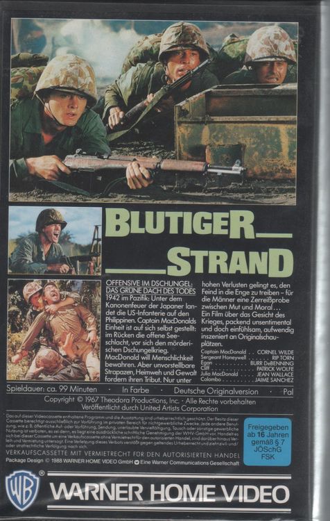 Blutiger Strand (USA 1967) Warner Home Video VHS PGV99559 (Gebraucht ...
