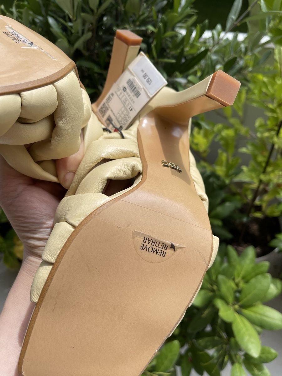 Zara padded leather heeled bottega style 😍 Gr41 Vanille (Neuf avec ...