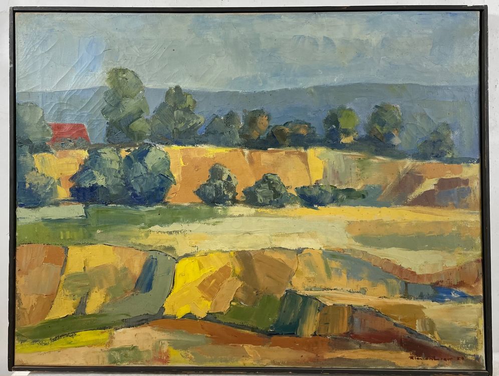 Grosses Feld Landschaft Gemälde unleserlich Signiert | Kaufen auf Ricardo