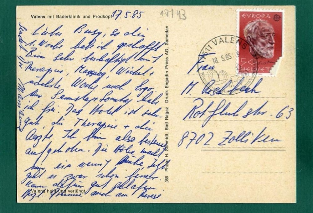 Valens mit Bäderklinik und Prodkopf, im Taminatal, 1985 (Gebraucht) in ...