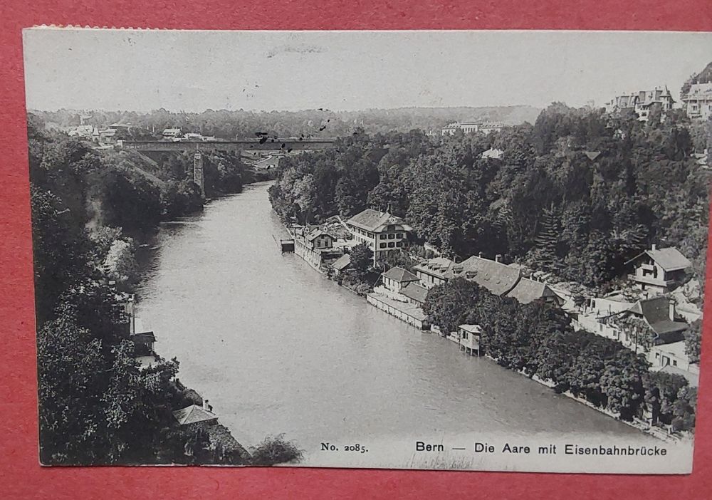 Alte AK Bern Aare mit Eisenbahnbrücke 20.IV.06 Stempel ROMA (Gebraucht ...