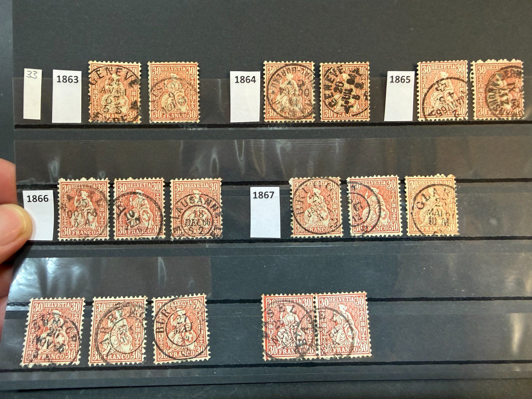 Aussergewöhnliches Lot Sitzende Helvetia 30 Rp. Zu. Nr. 33 (Gebraucht ...