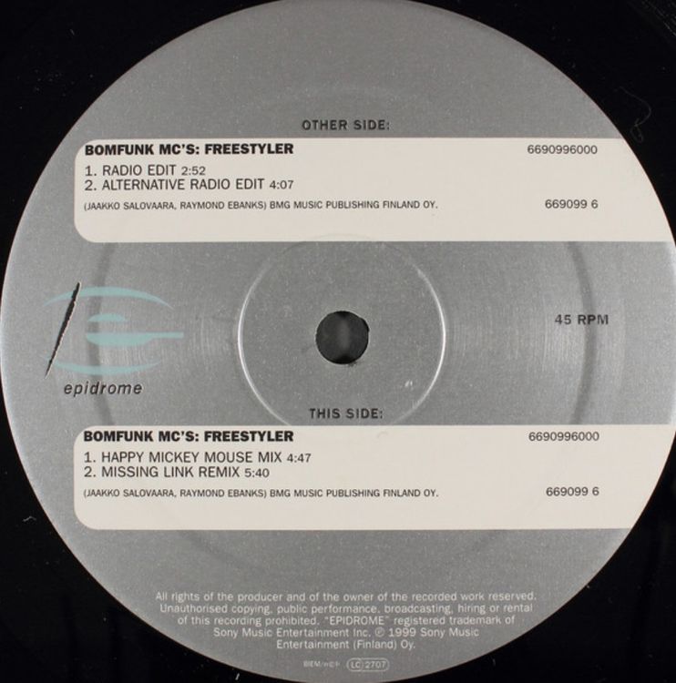 Bomfunk MC's - Freestyler / 12" Vinyl / original / 1999 (Gebraucht) in ...