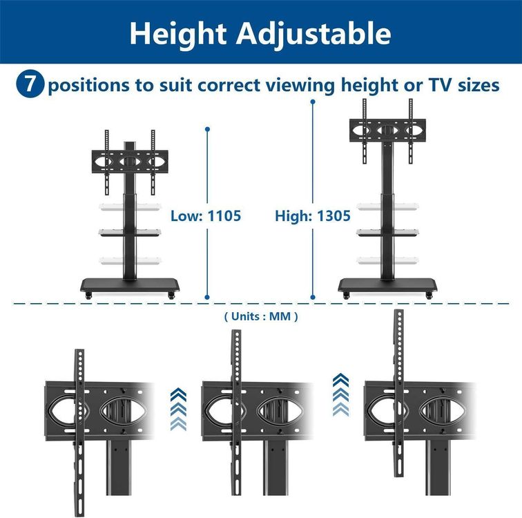 Universal TV Ständer auf Rollen 26-65 Zoll Fernseher Ablage (Neu und ...