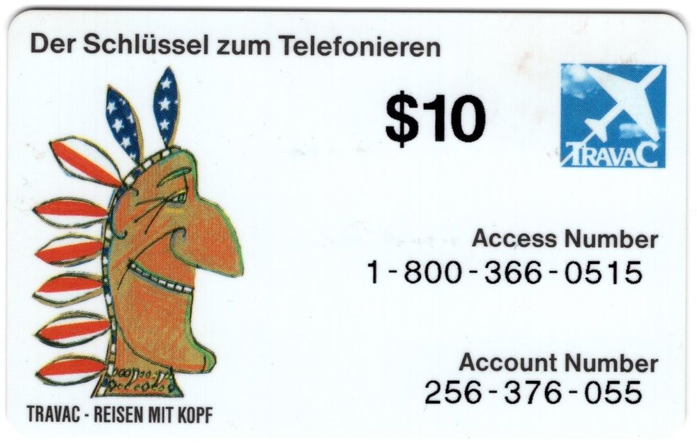 $ 10 TRAVAC Telefonkarte für deutsch sprechende Touristen (Gebraucht ...